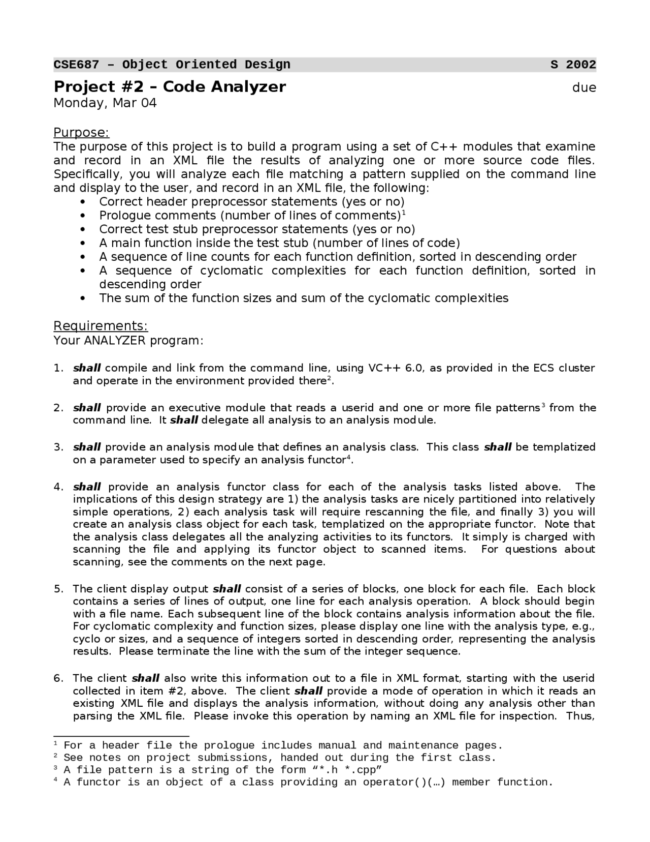 Project 2 Code Analyzer Object Oriented Design Cse 687 Docsity
