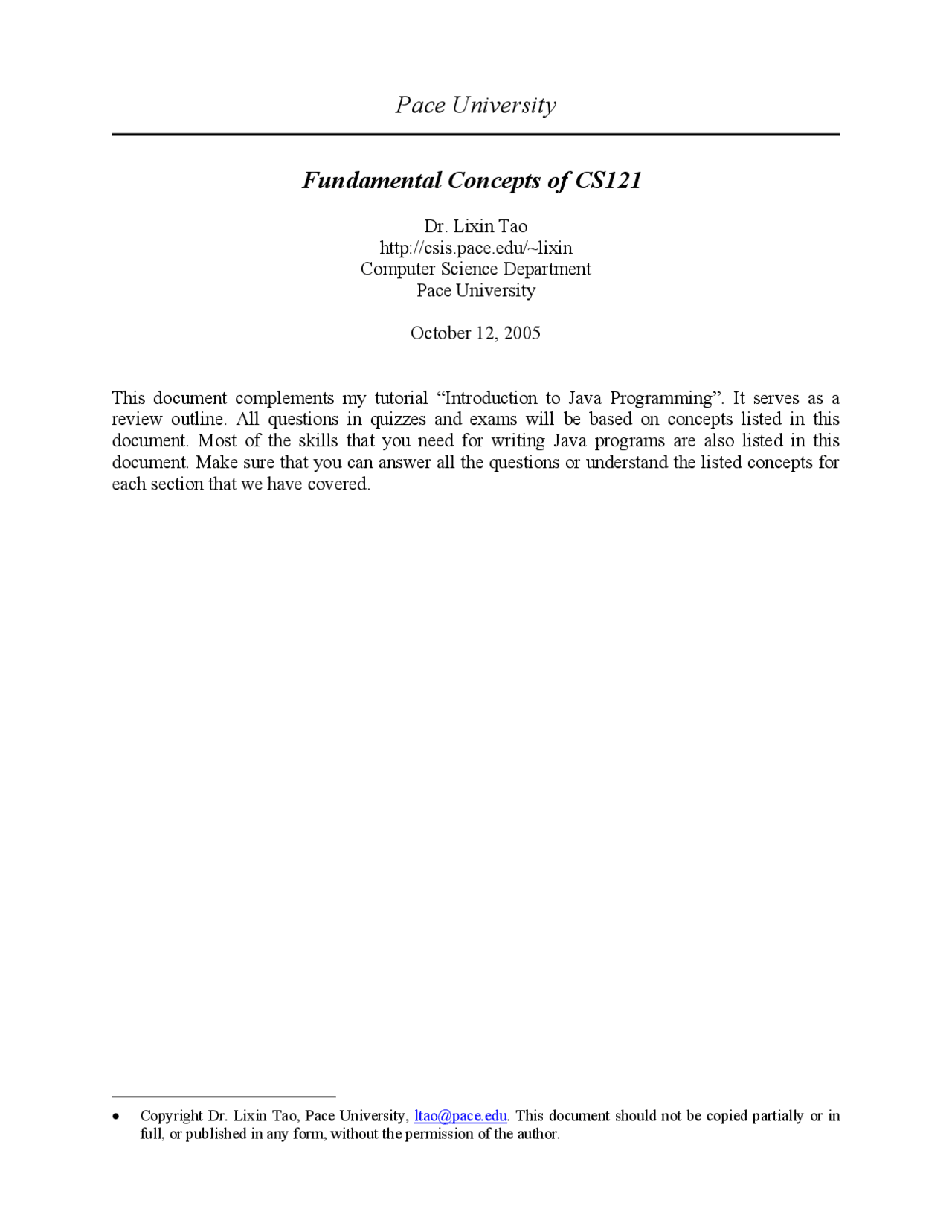 Introduction To Java Programming Lecture Notes Cs 121 Docsity 0620