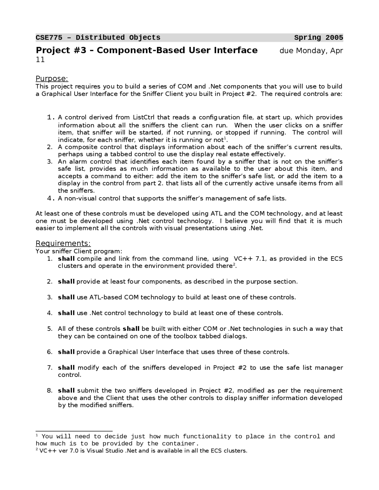 Component Based User Interface Distributed Objects Project 3 Cse 775 Docsity