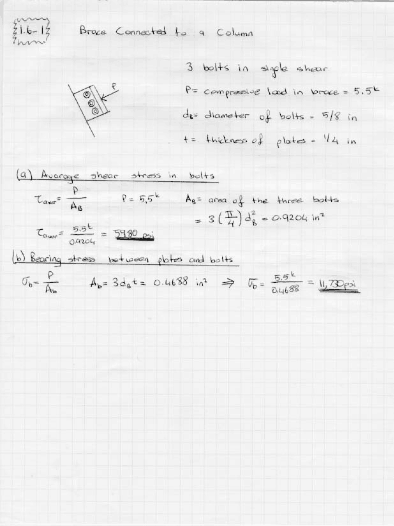 Brace Connect to a Column - Mechanics of Solids – Handwritten Notes ...