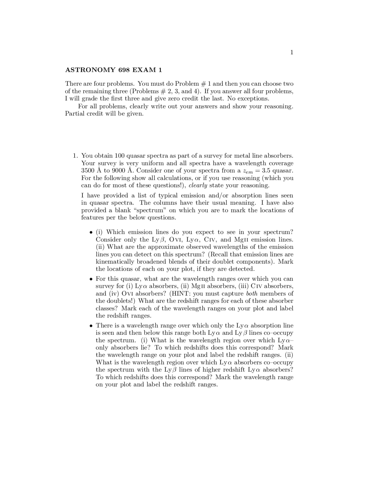 Practice Examination 1 Introduction To Astronomy Astr 698 Docsity