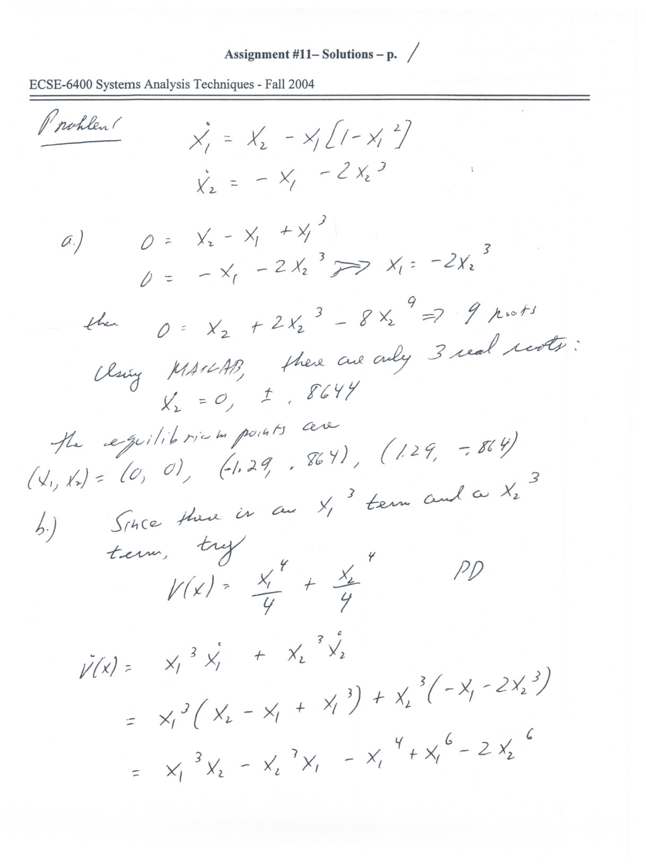 Assignment 11 Solutions Systems Analysis Techniques Ecse 6400 Docsity
