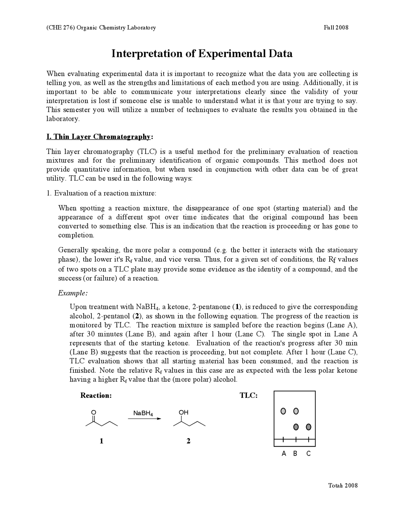 Interpretation Of Experimental Data Lab Report Che 276 Docsity
