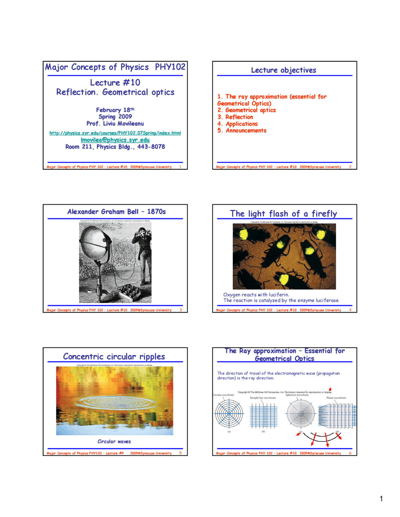Reflection And Geometrical Optics Lecture Slides Phy 102 Docsity