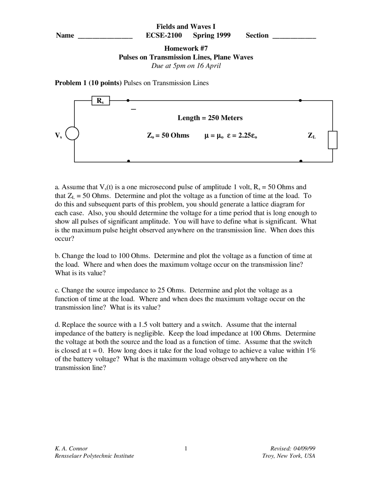 Electromagnetic Waves: Transmission Lines and Plane Waves (ECSE-2100 ...