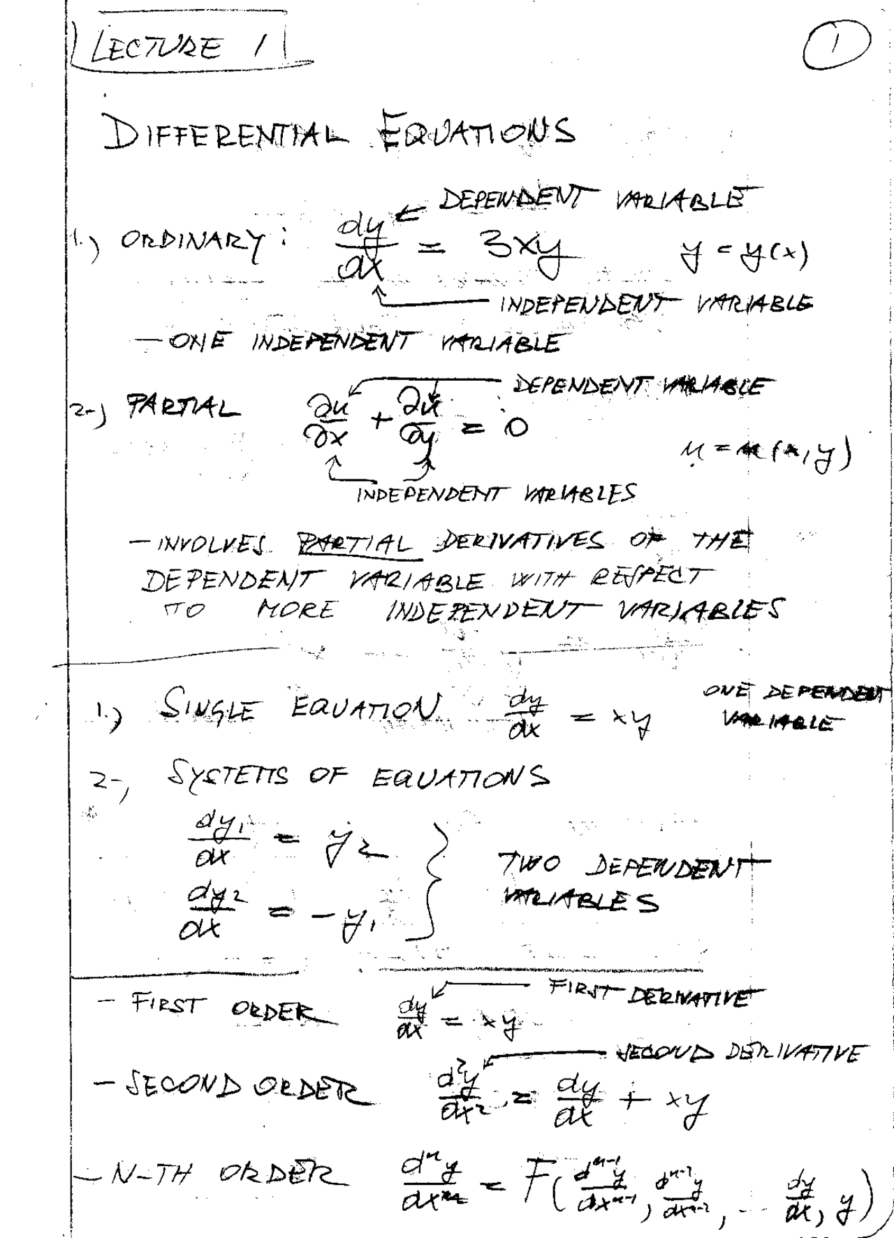 Handwritten Notes On Differential Equations Math 2400 Docsity