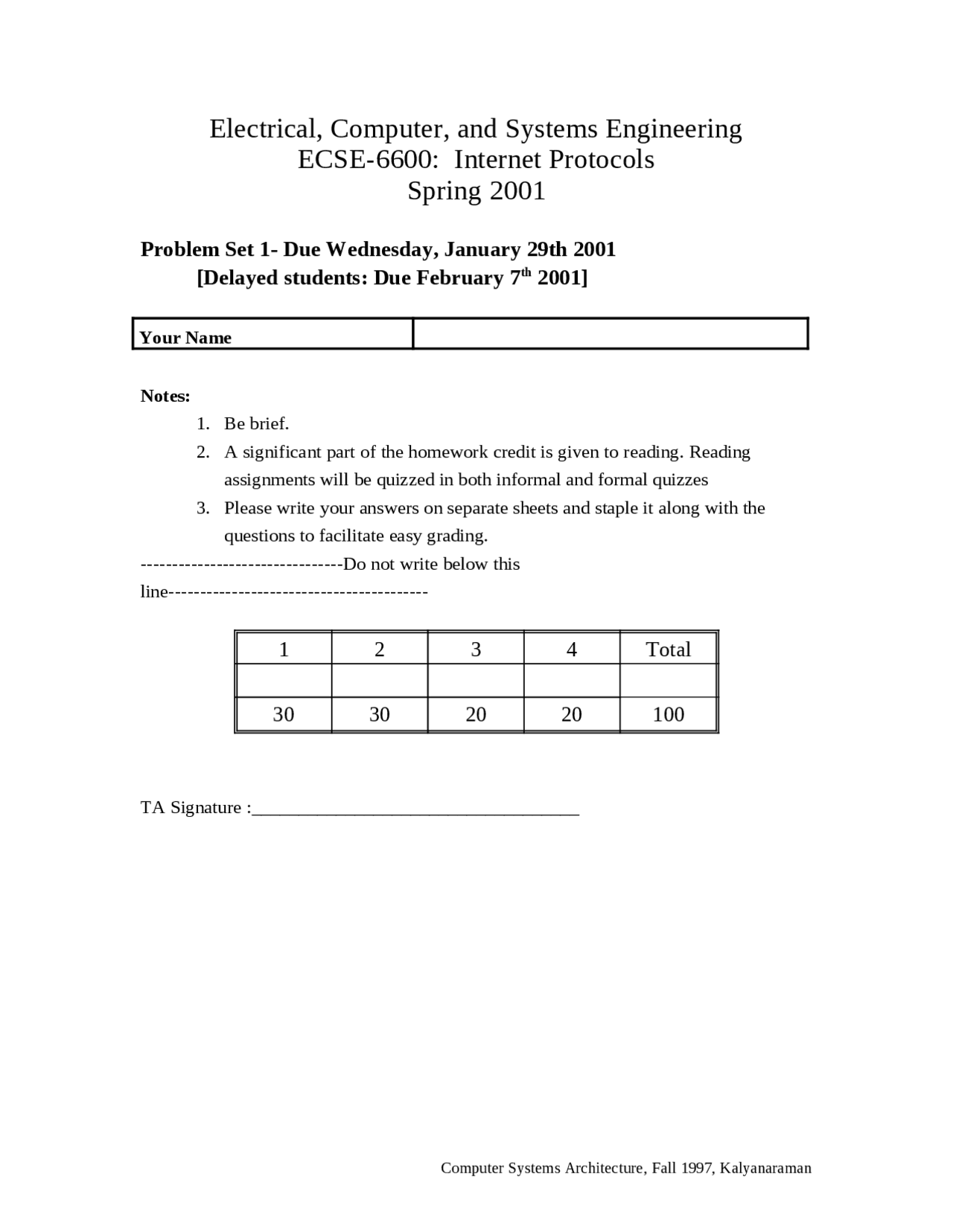 Internet Protocol Electrical Computer And Systems Engineering Ecse 6600 Docsity