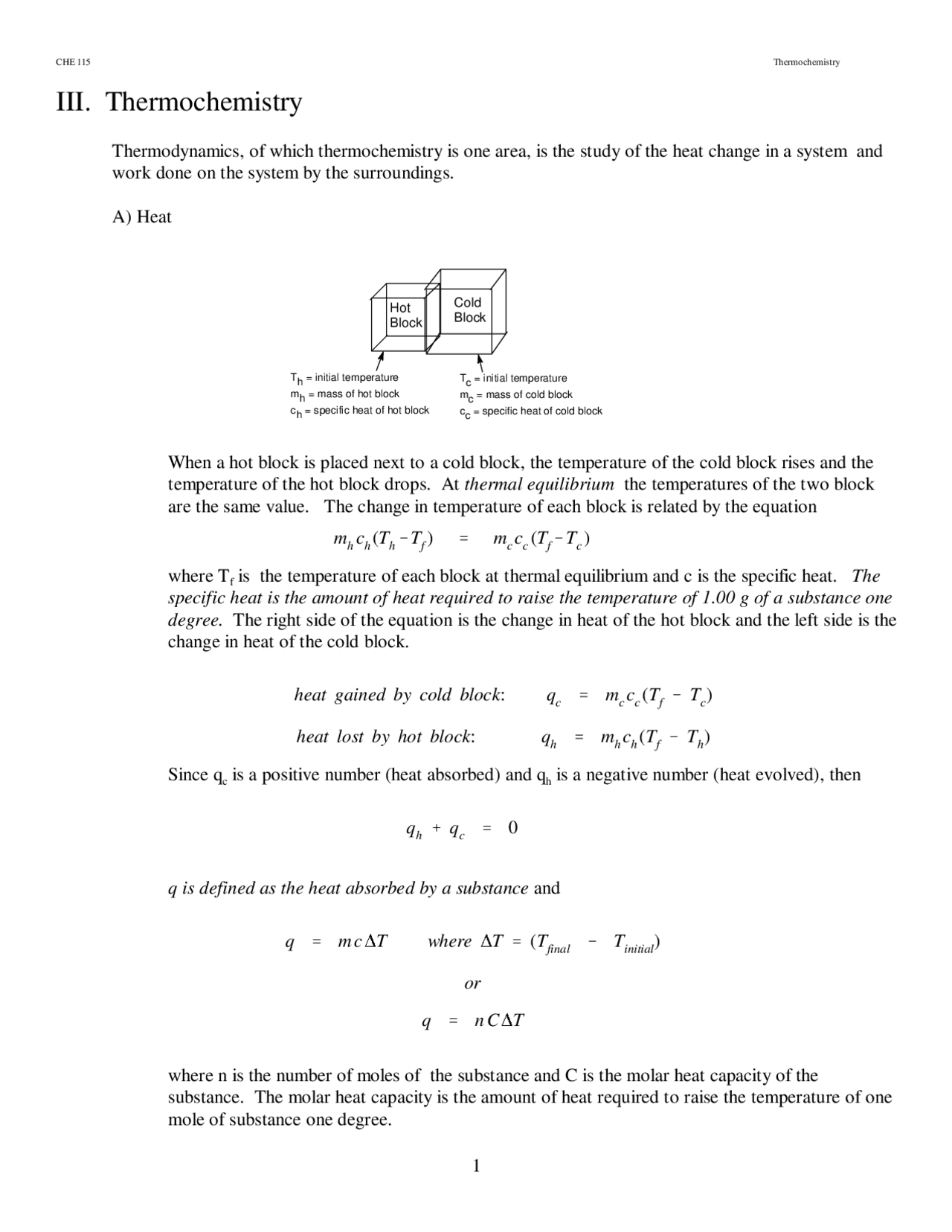 Thermochemistry Lecture Notes Che 115 Docsity