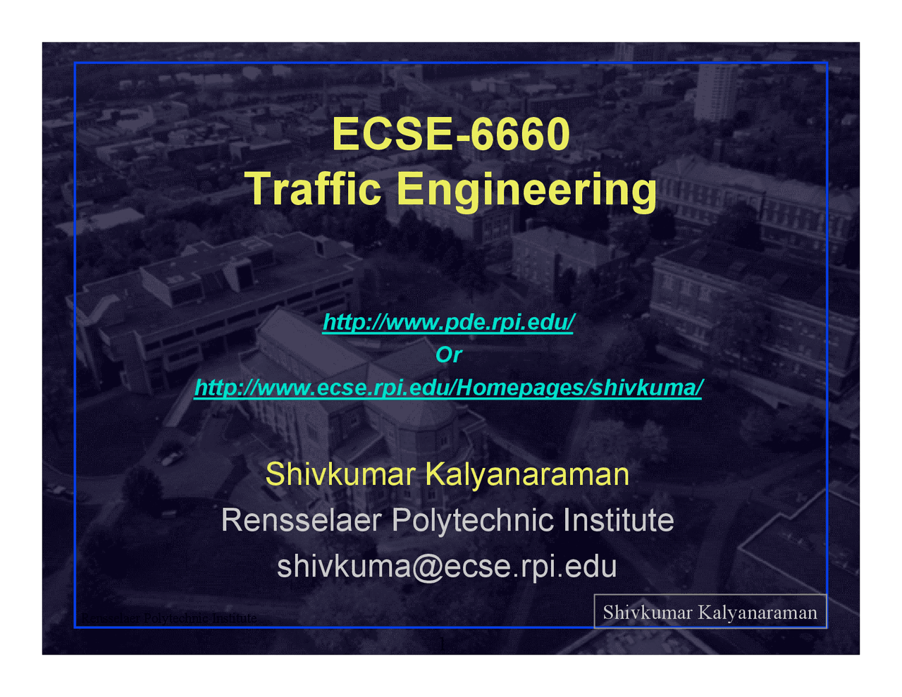 Traffic Engineering Lecture Slides Ecse 6660 Docsity