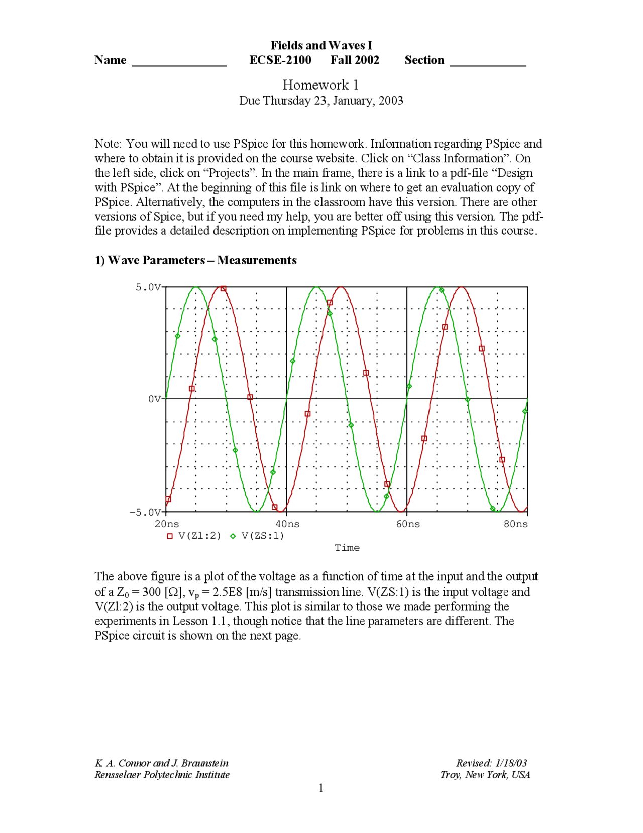 4 Questions With Field And Waves I Assignment 1 Ecse 2100 Docsity