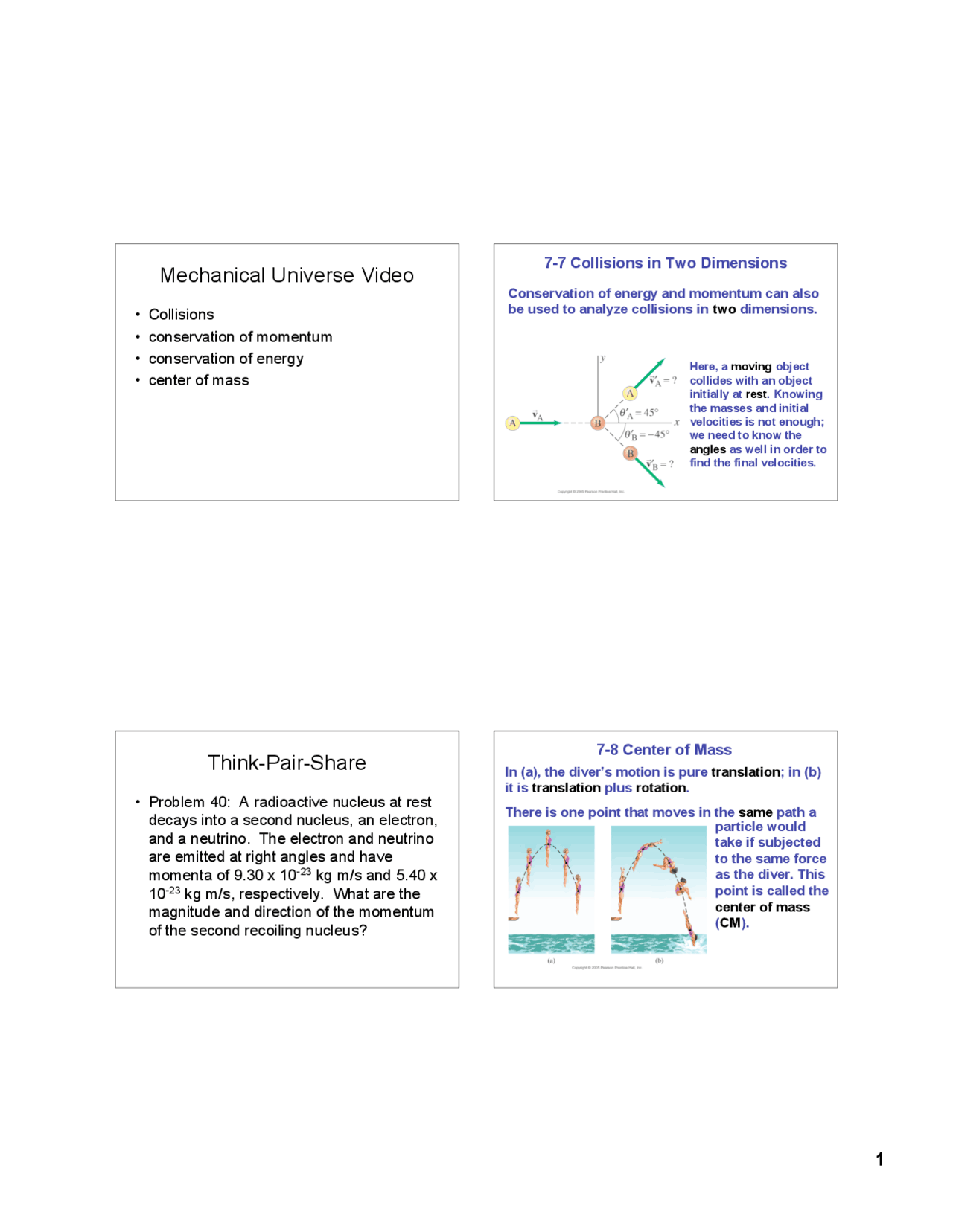 Conservation Of Momentum And Energy Collision Final Exam Notes