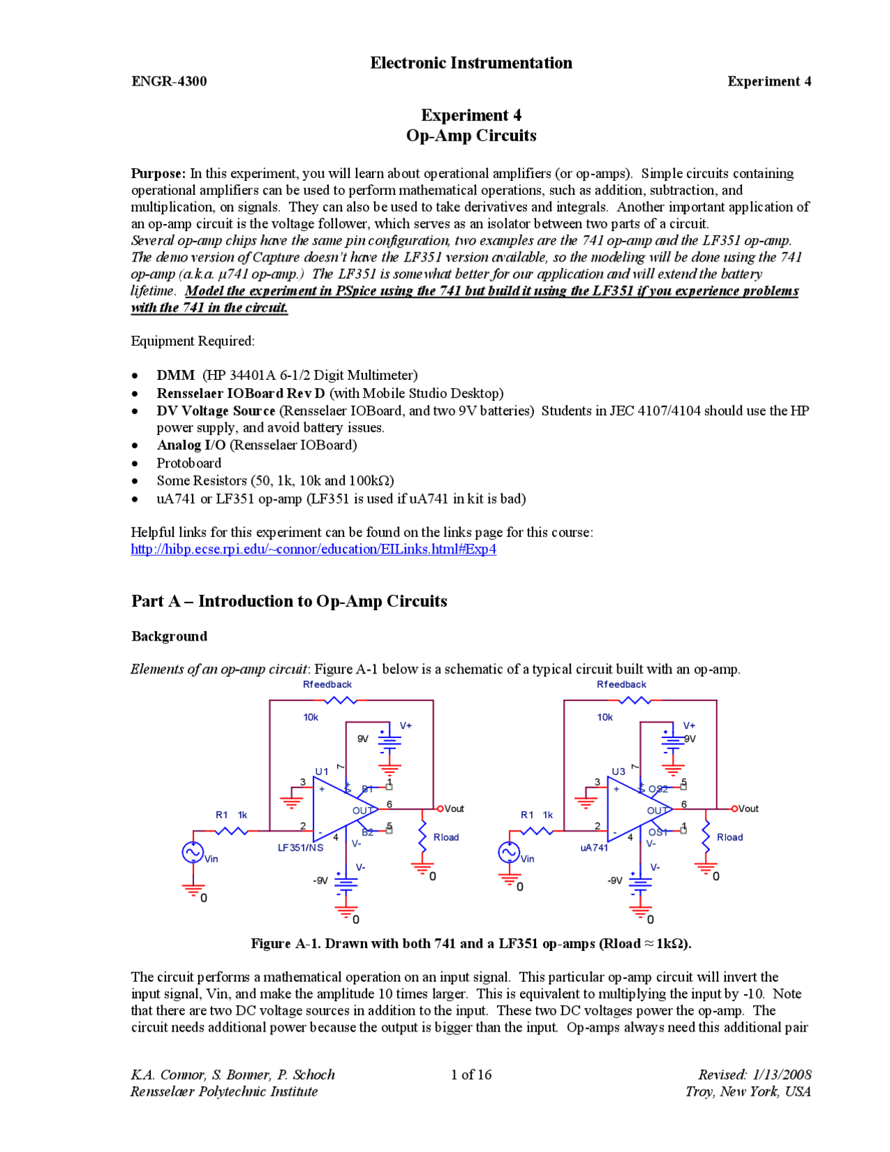 Operational Amplifier Circuits Homework 4 Engr 4300 Docsity