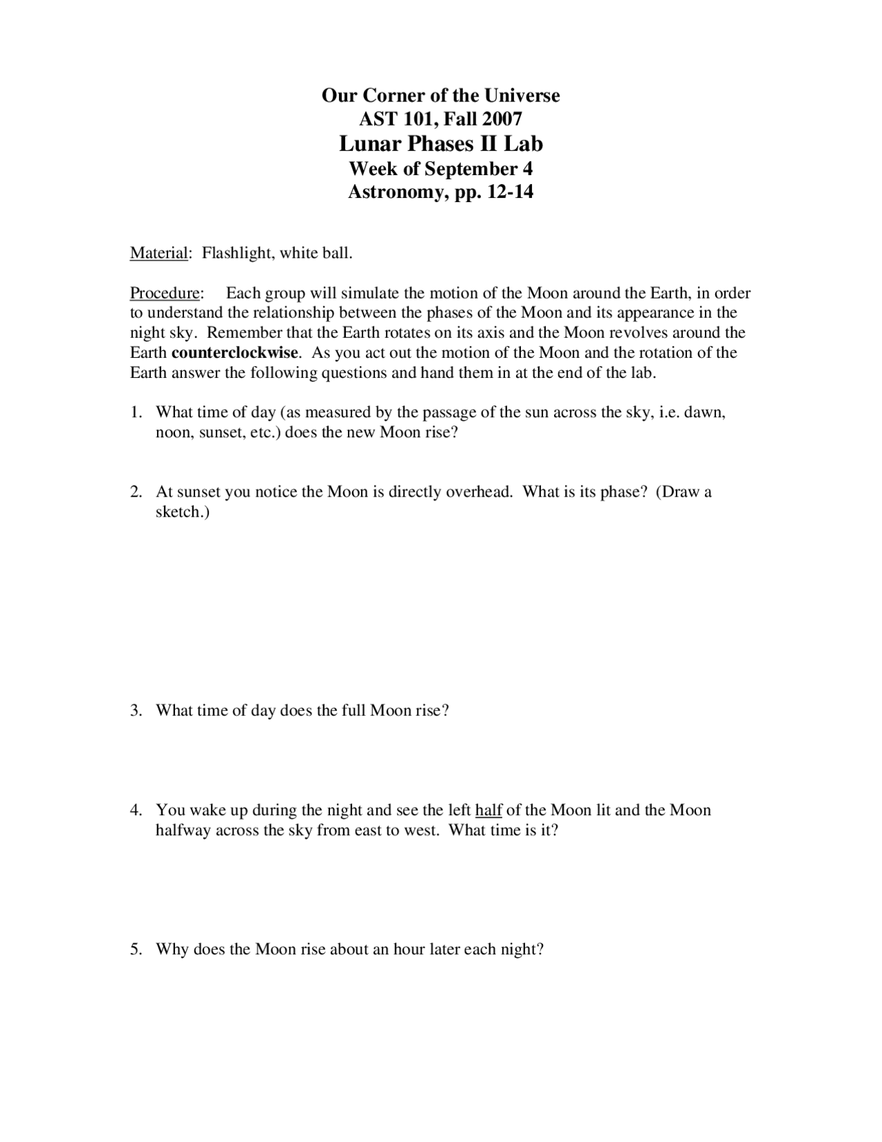 Lunar Phases Ii Lab Our Corner Of The Universe Ast 101 Docsity