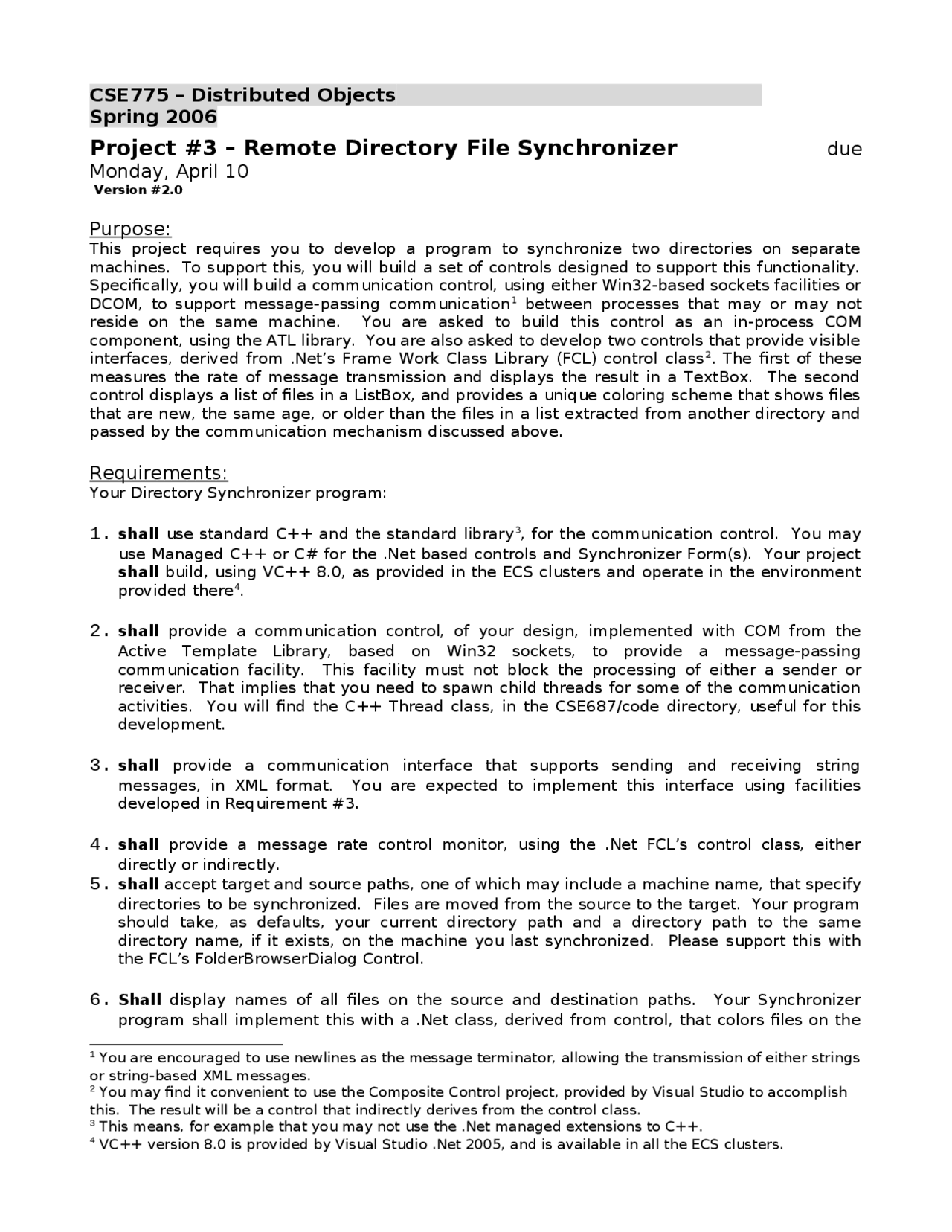 Remote Directory File Synchronizer Project Three Cse 775 Docsity