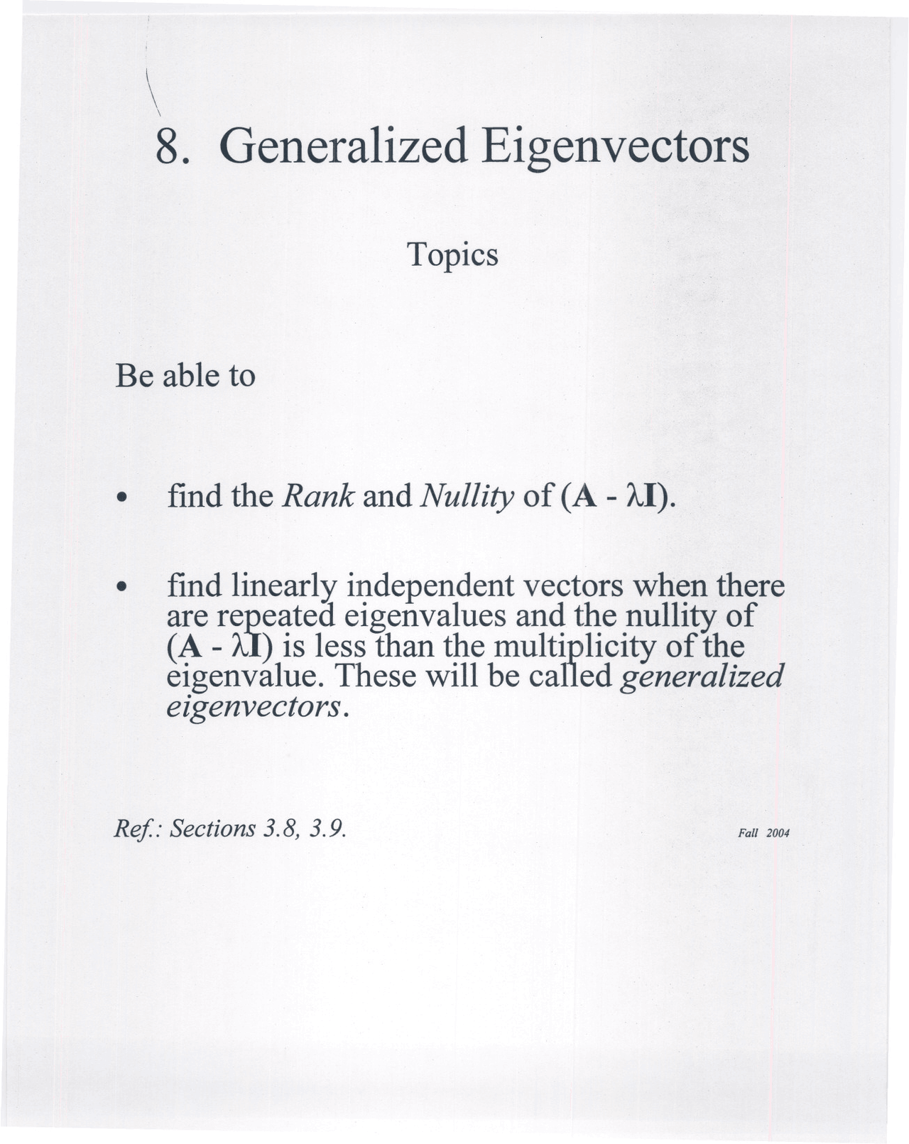 Generalized Eigenvectors System Analysis Techniques Ecse 6400 Docsity