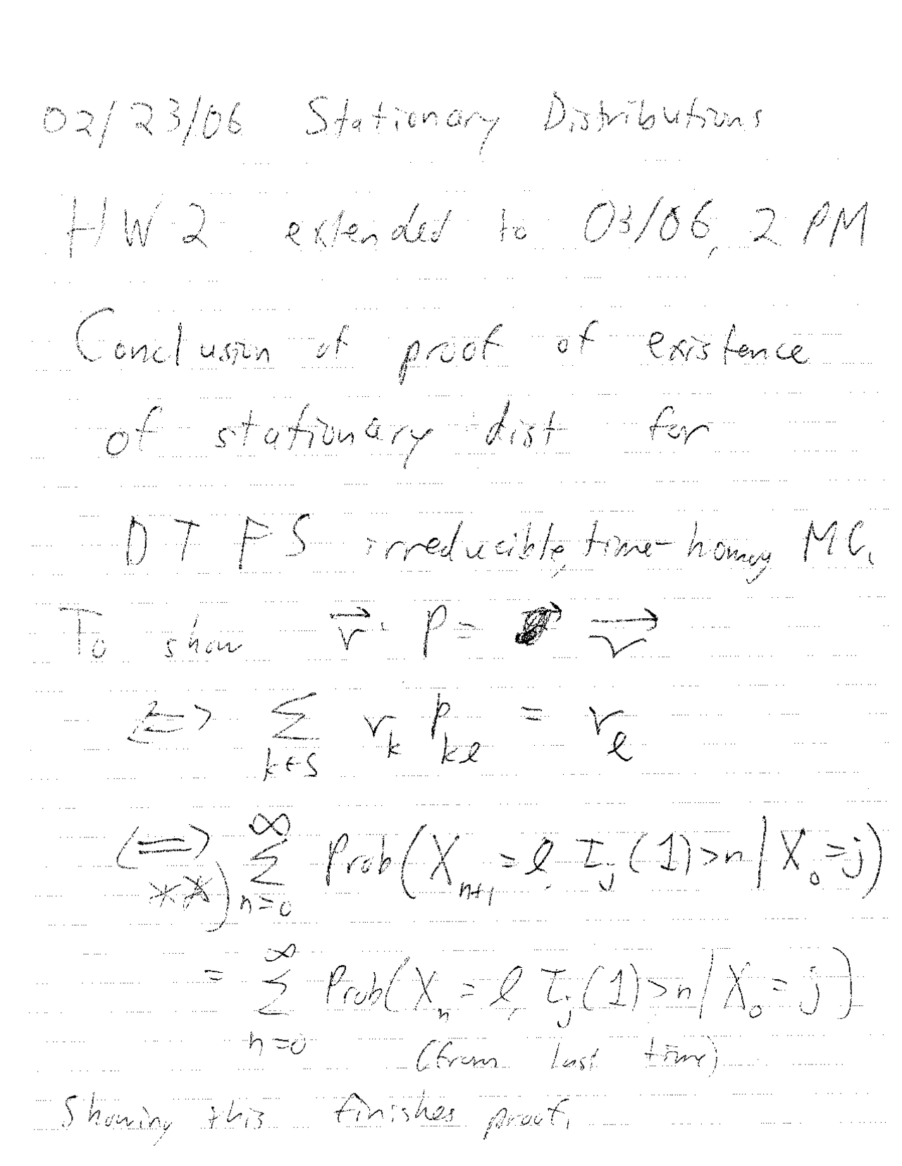 Stationary Distributions - Lecture Notes | MATH 6790 - Docsity