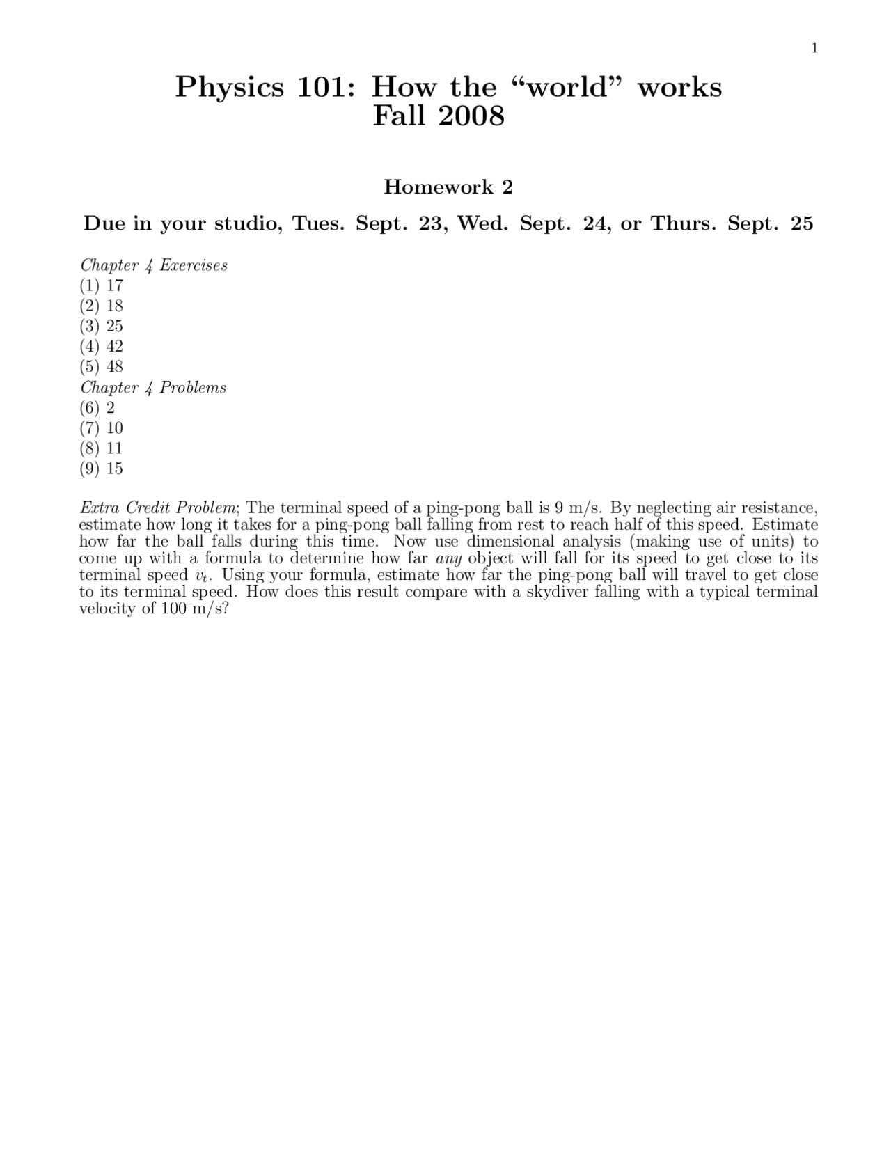Major Concepts Of Physics I Homework 2 Practice Questions Phy 101
