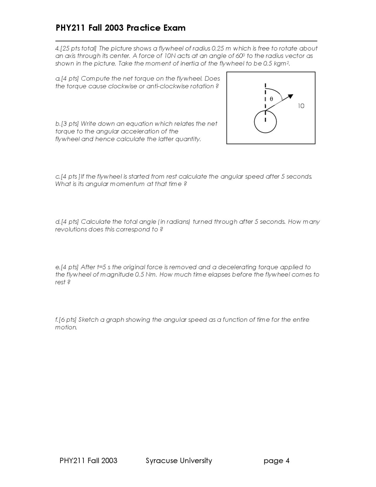 General Physics I Questions For Practice Exam 3 Phy 211 Docsity