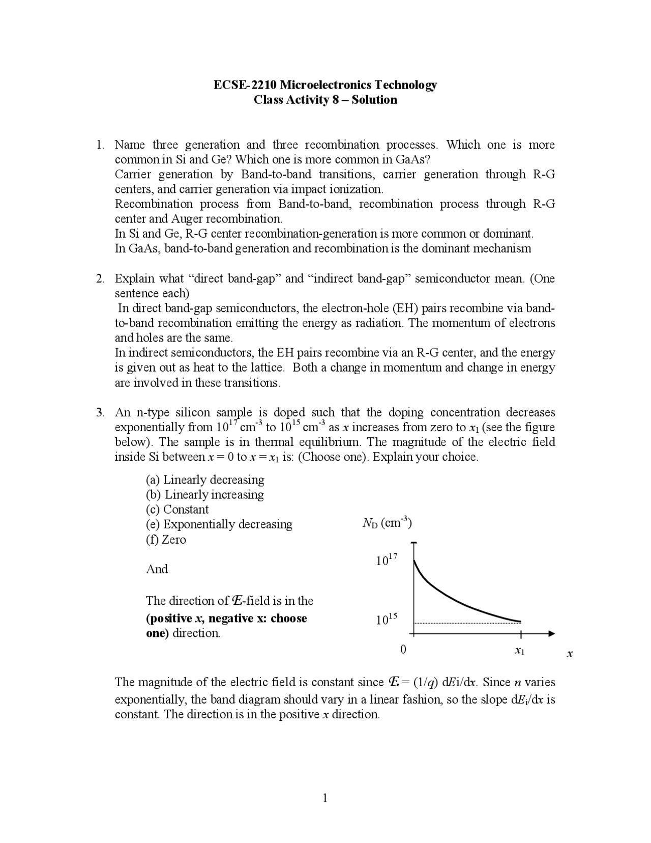 7 Questions on Microelectronics Technology - Assignment 8 | ECSE 2210 | Assignments Electrical ...