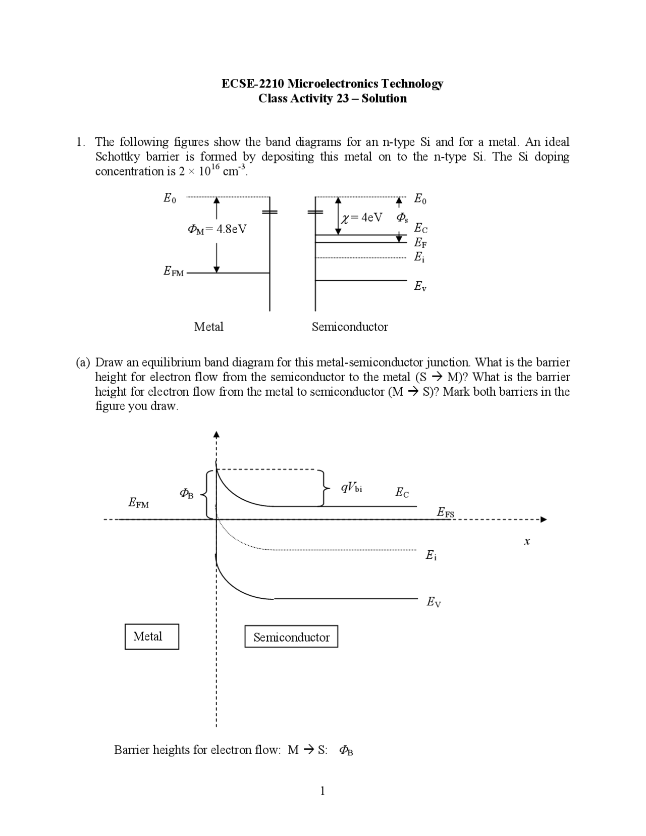 Assignment 23 With Solution Microelectronics Technology Ecse 2210