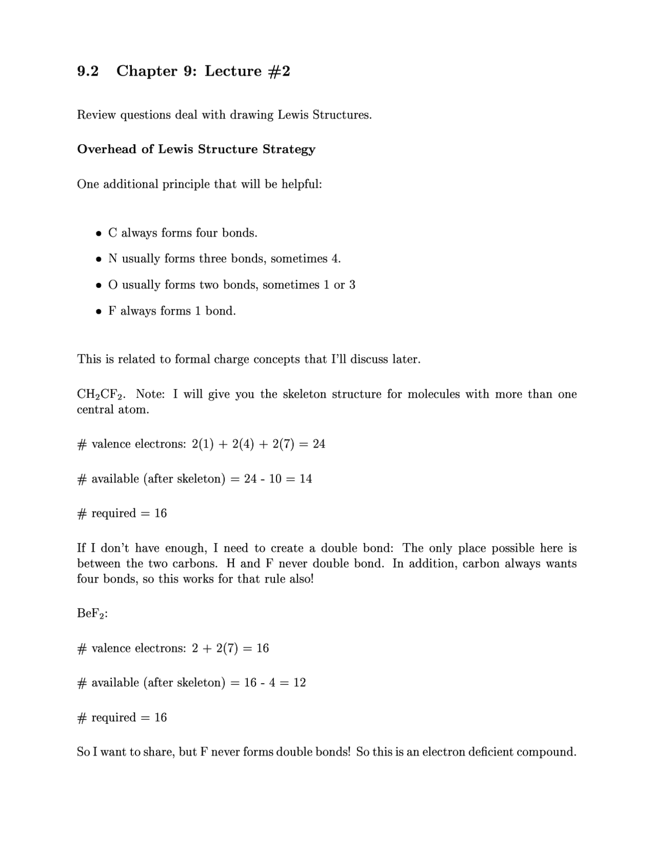 Overhead Of Lewis Structure Strategy Lecture Notes Chem 111 Docsity