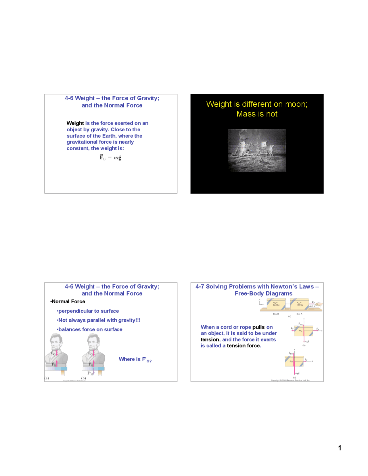 Weight The Force Of Gravity And The Normal Force Slides Phys 110