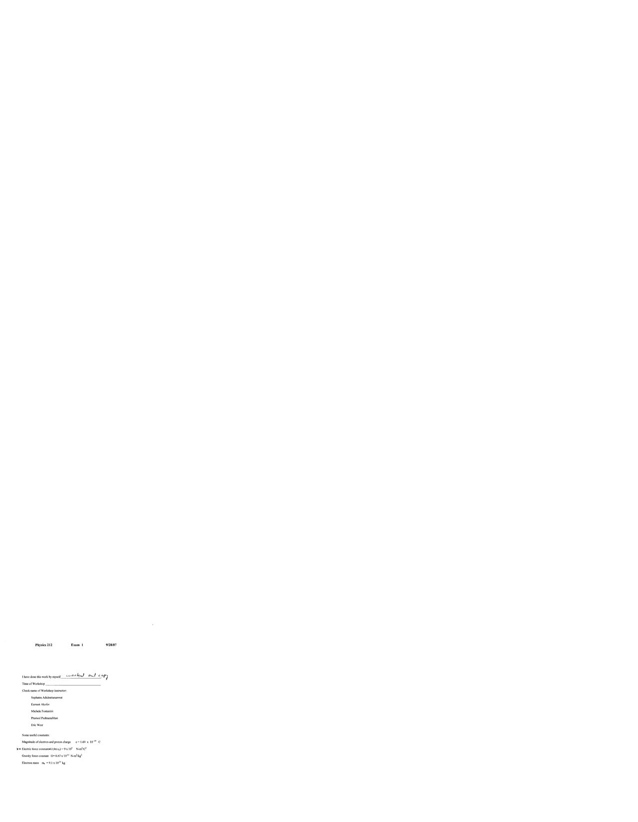 4 Solved Problems On General Physics Ii Exam 1 Phy 212 Docsity