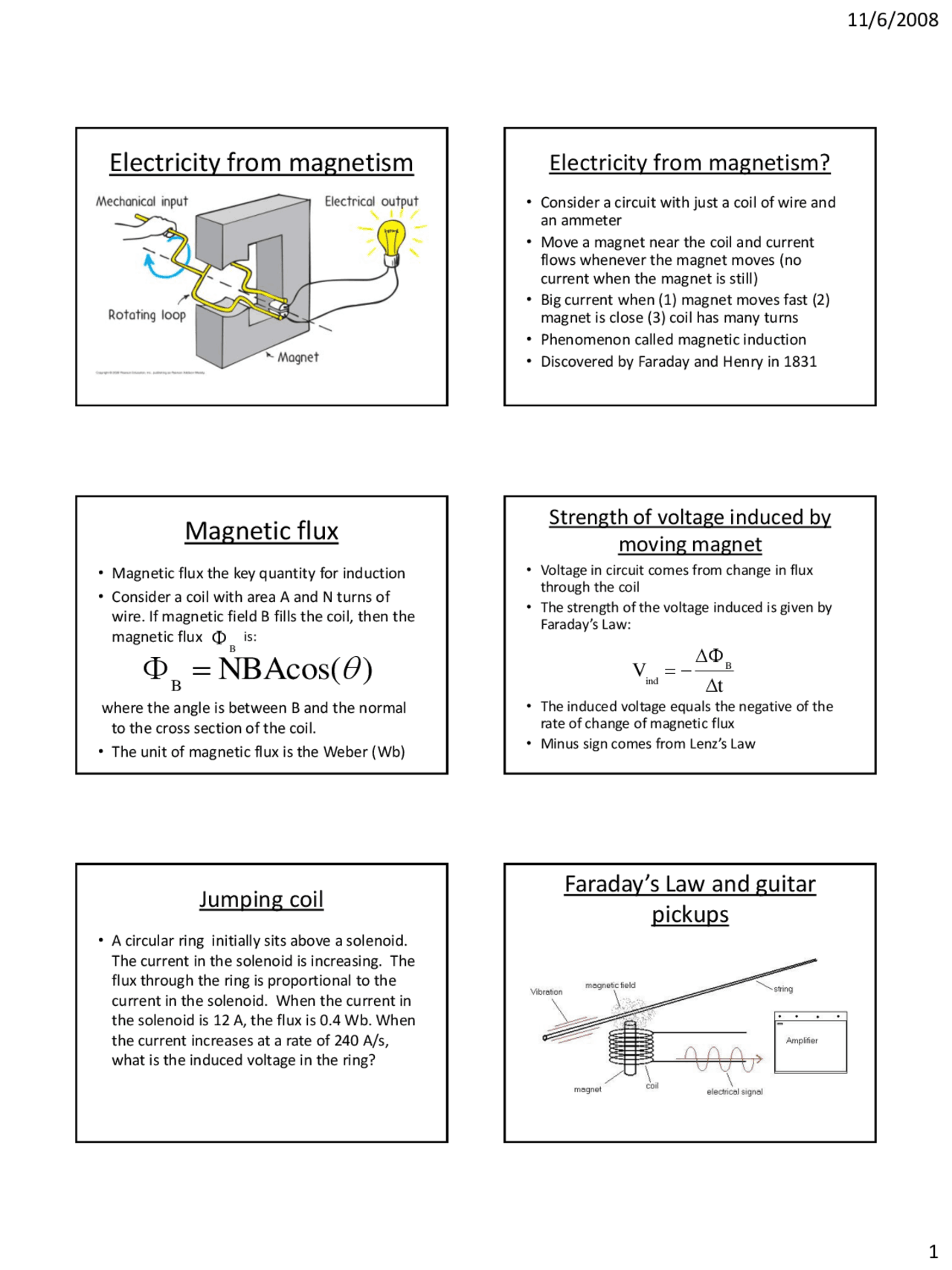 Electricity From Magnetism In Physics Lecture Slides Phy 101 Docsity