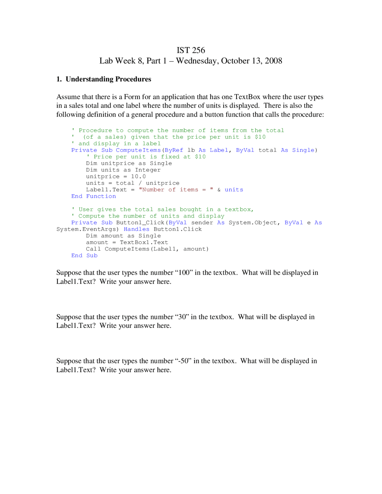 Understanding The Procedures Laboratory Report Ist 256 Docsity