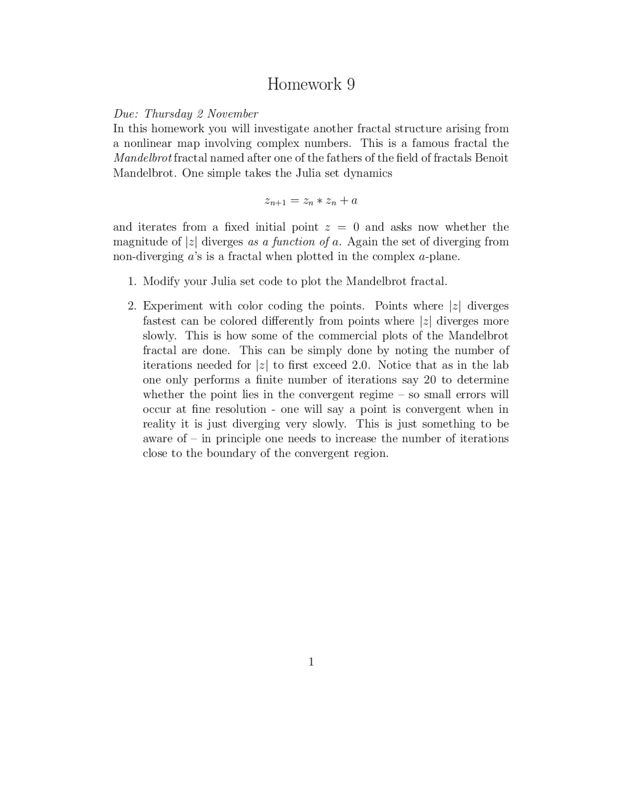 Homework 9 Science And Computers I Phy 307 Assignments Physics Docsity