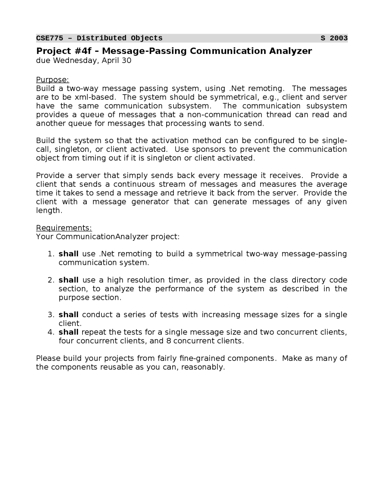 Project 4f Message Passing Communication Analyzer Cse 775 Docsity