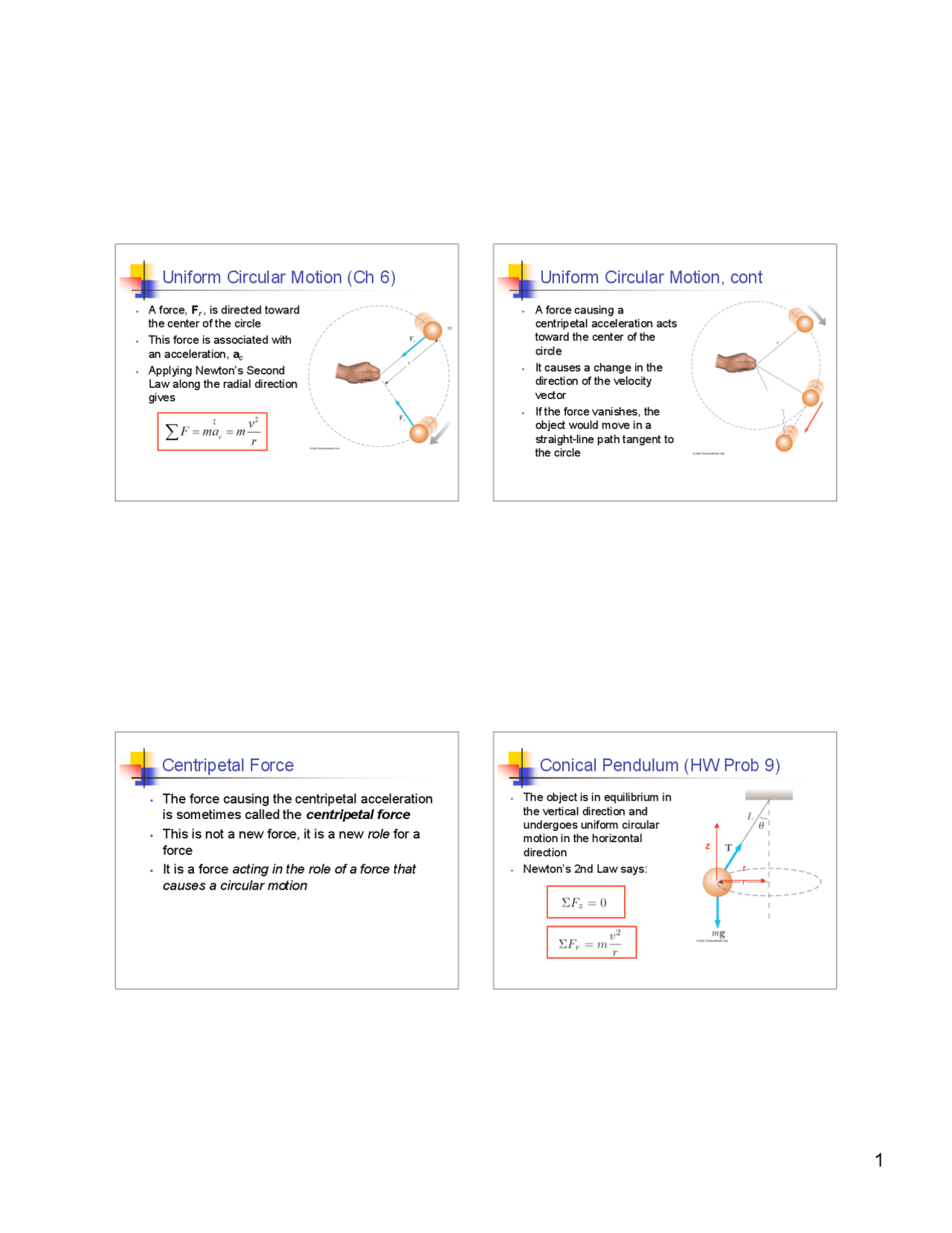 Lecture Slides On Uniform Circular Motion Phys 130 Docsity
