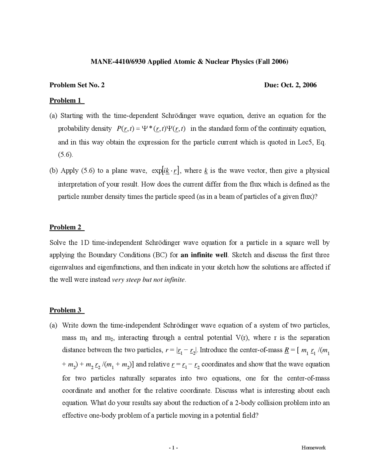 5 Problems On Application Atomic And Nuclear Physics I Assignment 2
