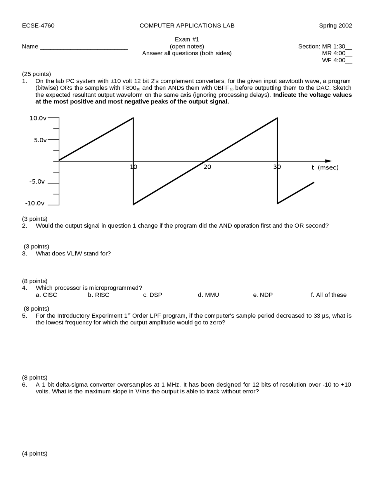 Practice Exam 1 for Real-Time Applications in Control and Communications | ECSE 4760 | Exams ...