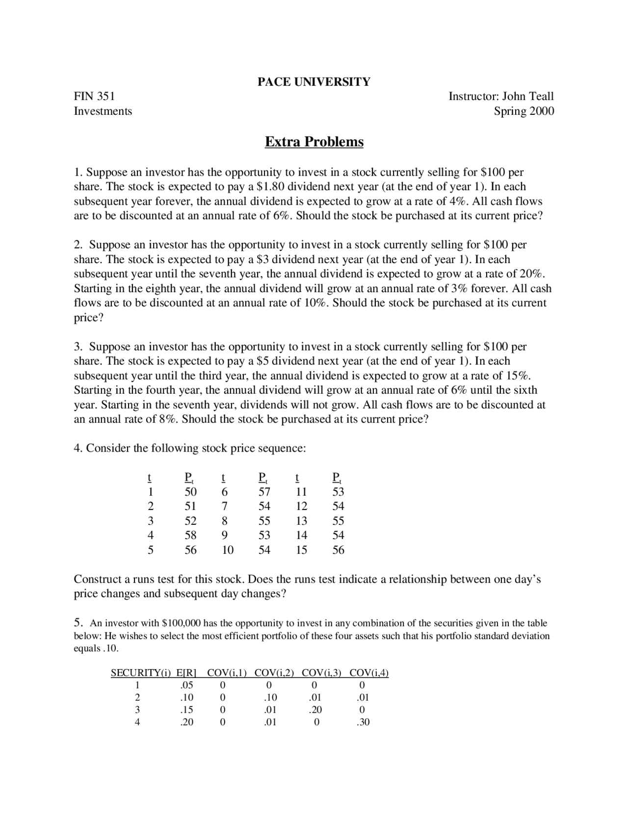 7 Questions Of Principles Of Investment Exam Fin 351 Docsity