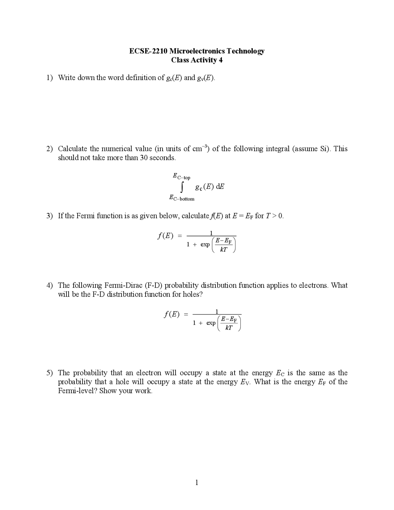 Class Activity 4 Microeconomics Technology Ecse 2210 Docsity
