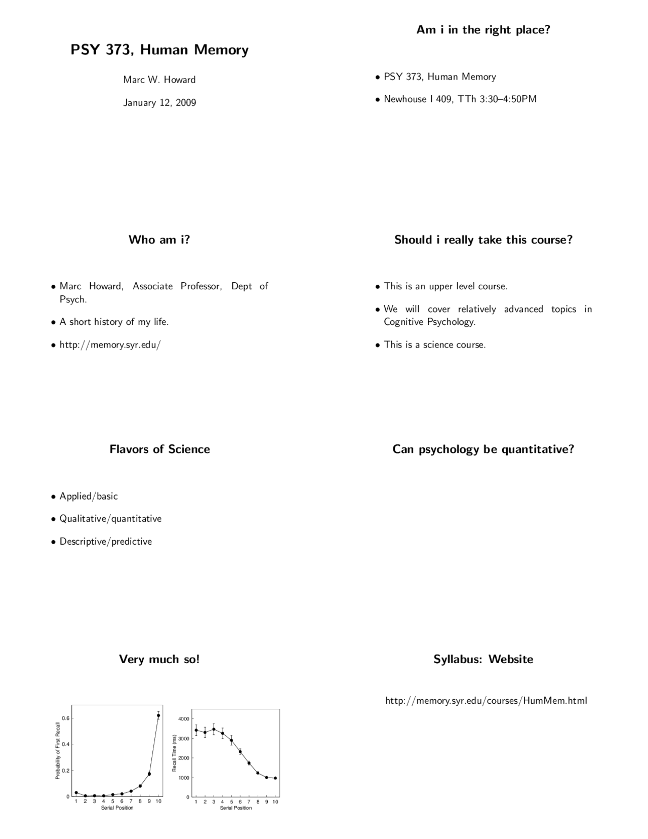 Laboratory Topics For Human Memory Psy 373 Docsity