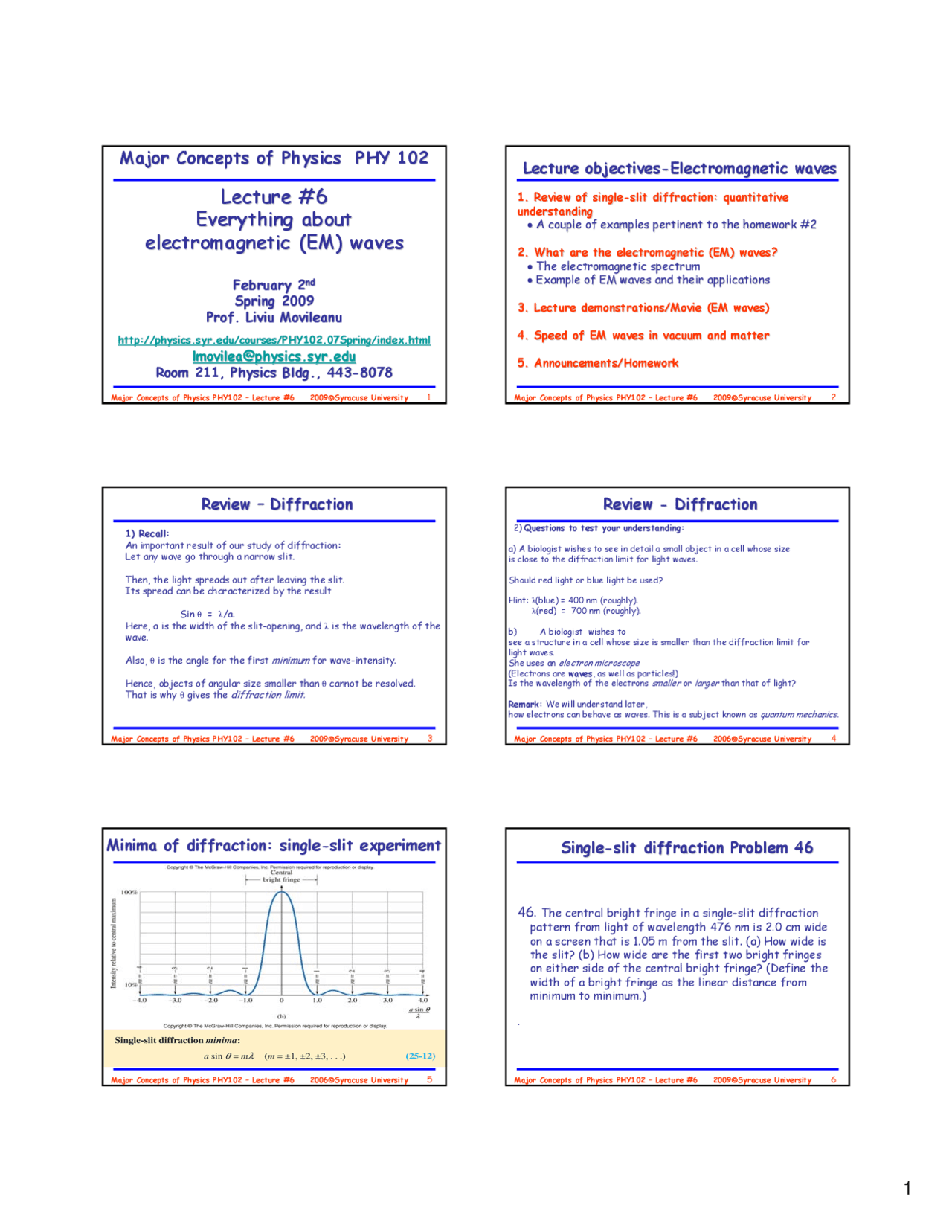 Electromagnetic Waves Lecture Notes Phy 102 Docsity
