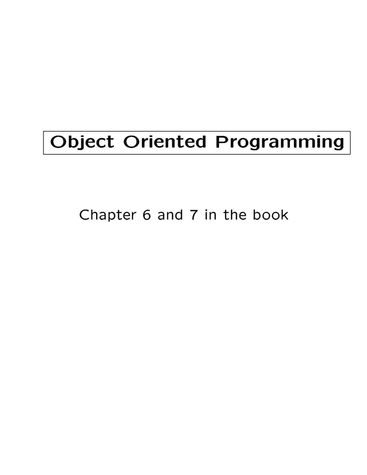 Object Oriented Programming Notes Cs 361 Docsity