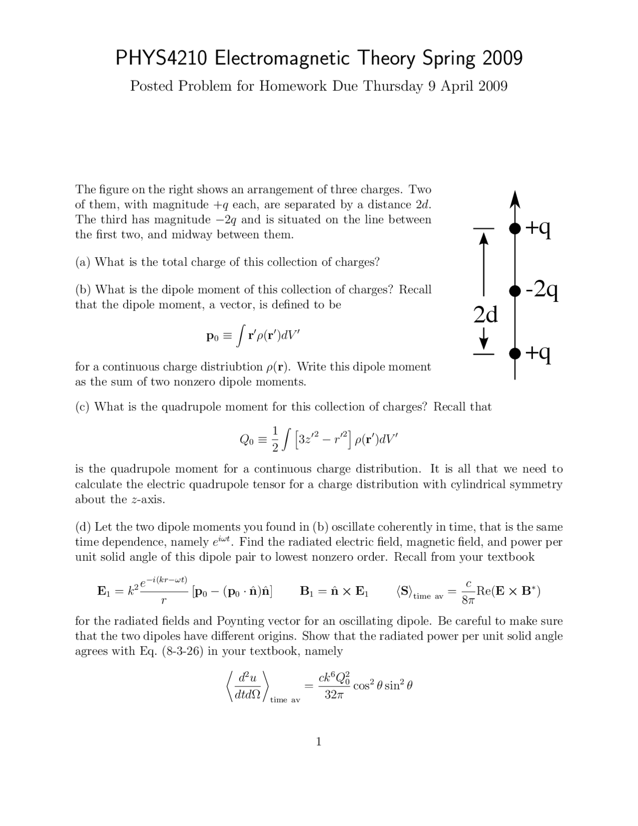 Unsolved Questions For Electromagnetic Theory Phys 4210 Docsity