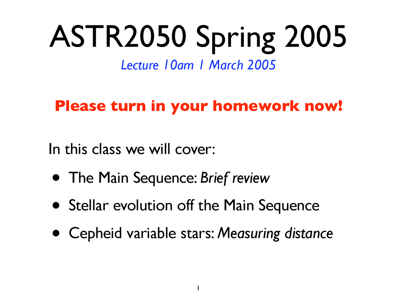 The Main Sequence Stellar Evolution Off The Main Sequence Astr 2050