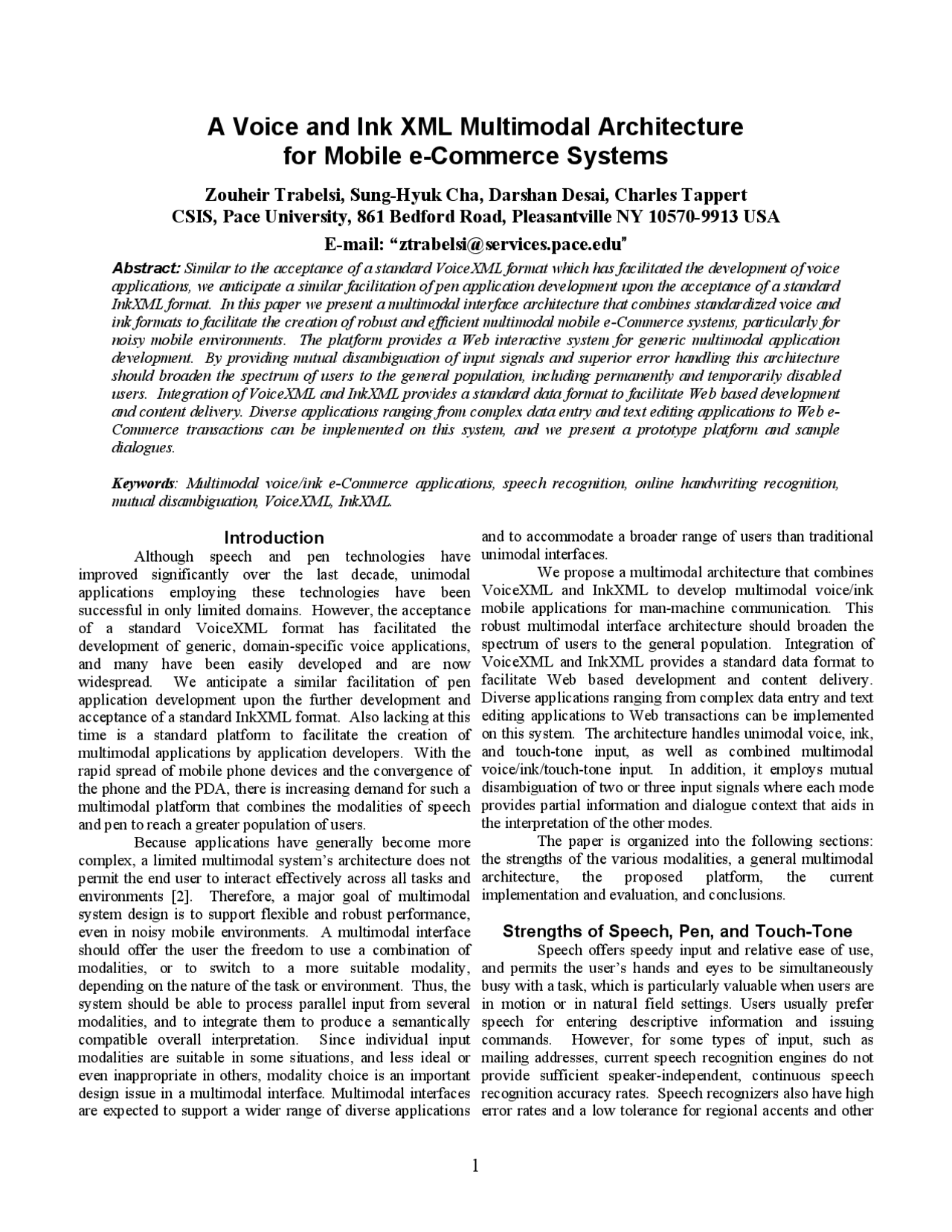 A Voice And Ink Xml Multimodal Architecture For Mobile E Commerce Systems Cs 615 Docsity
