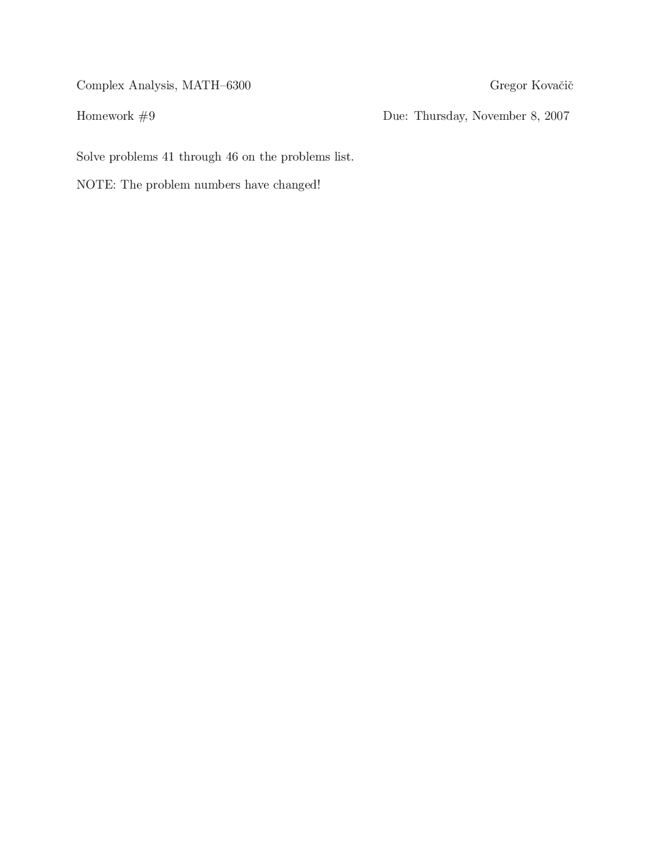 Solved Problems Homework 9 Complex Analysis Math 6300 Docsity