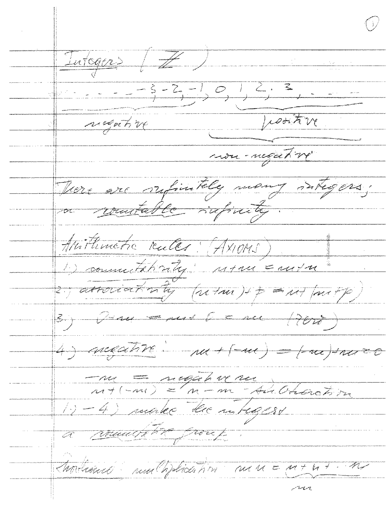 Handwritten Notes on Arithmetic Rules | MATH 4200 - Docsity