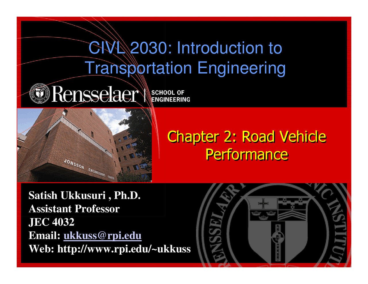 Road Vehicle Performance - Lecture Slides | CIVL 2030 - Docsity