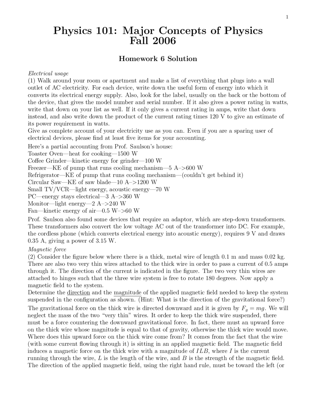 Homework Solved Major Concepts Of Physics I Fall 2006 Phy 101