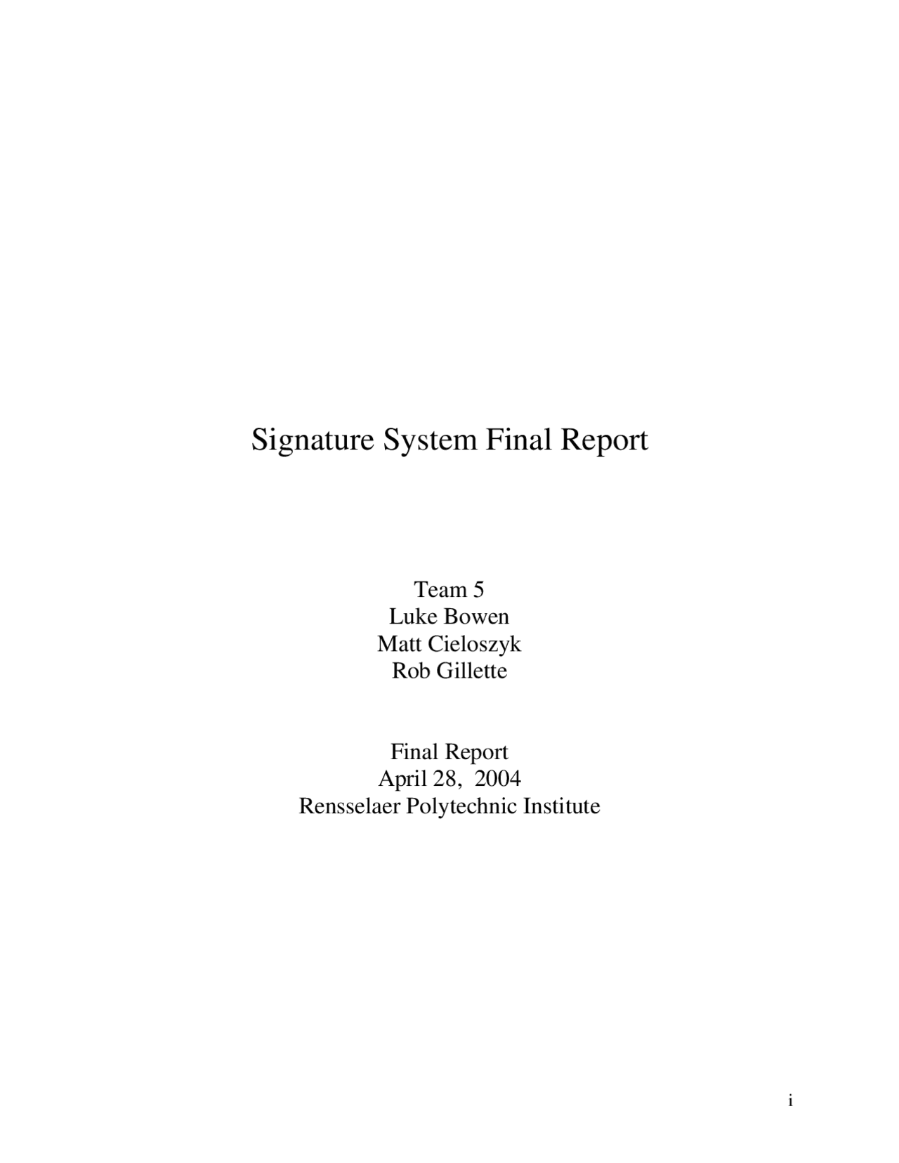 Signature System Final Report Control System Design Ecse 4962 Docsity