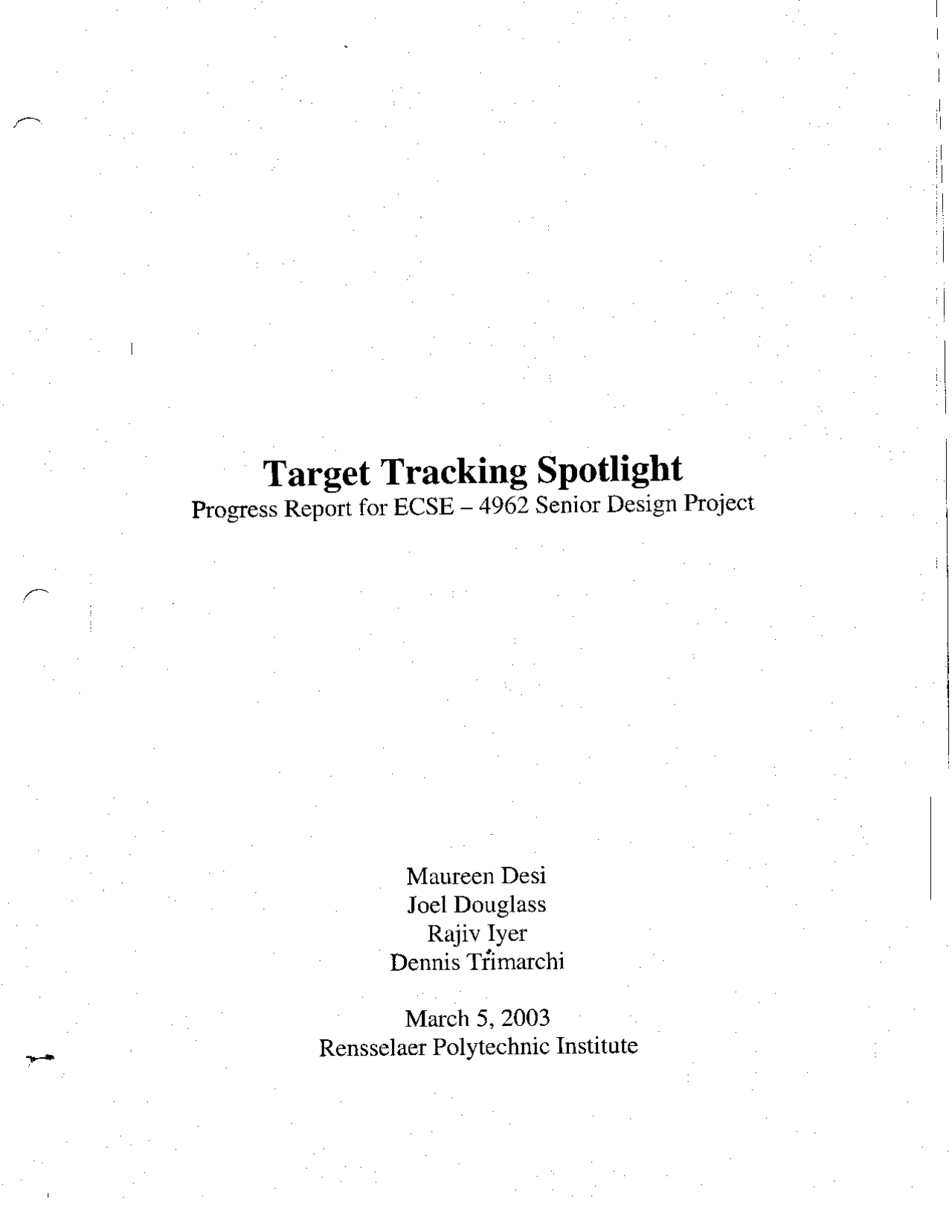 Target Tracking Spotlight Project Analog Integrated Circuit Design