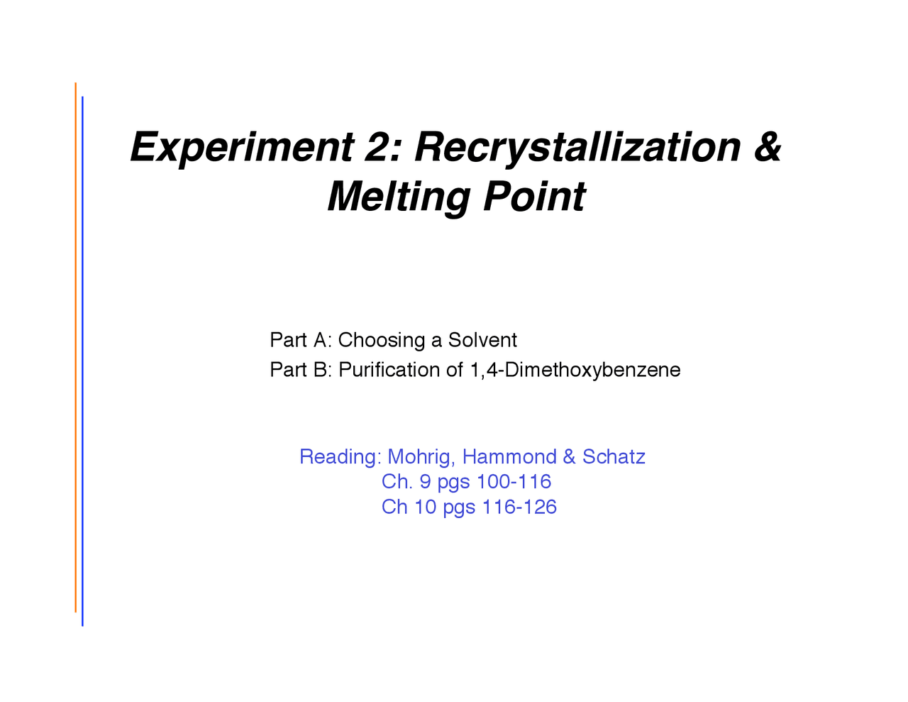 Recrystallization and Melting Point - Experiment II | CHE 276 | Lab Reports Organic Chemistry ...