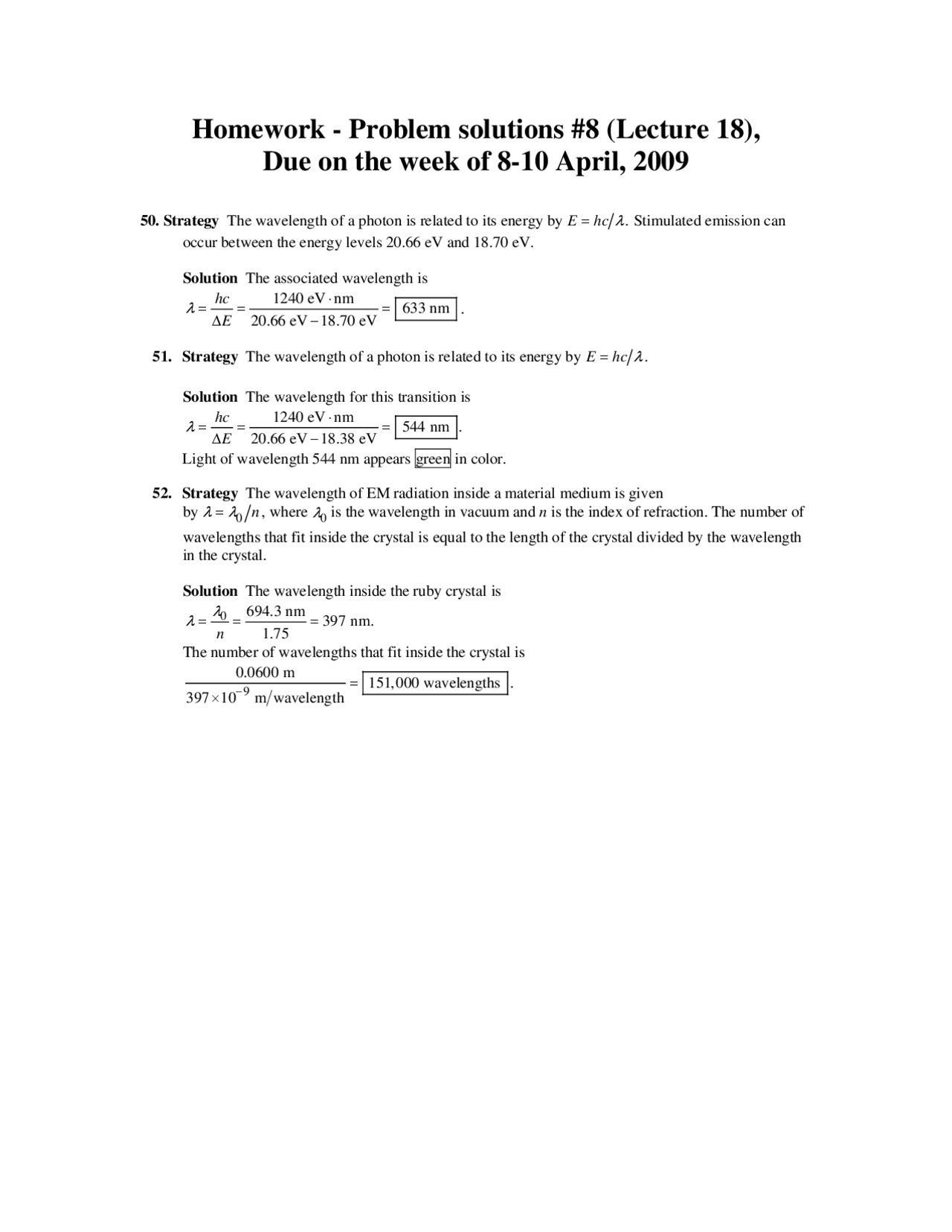 Homework 8 Problems Solutions Major Concepts Of Physics Ii Phy 102